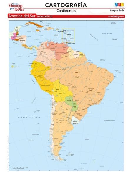 Mapa de América del Sur. Político ® Editorial GEU